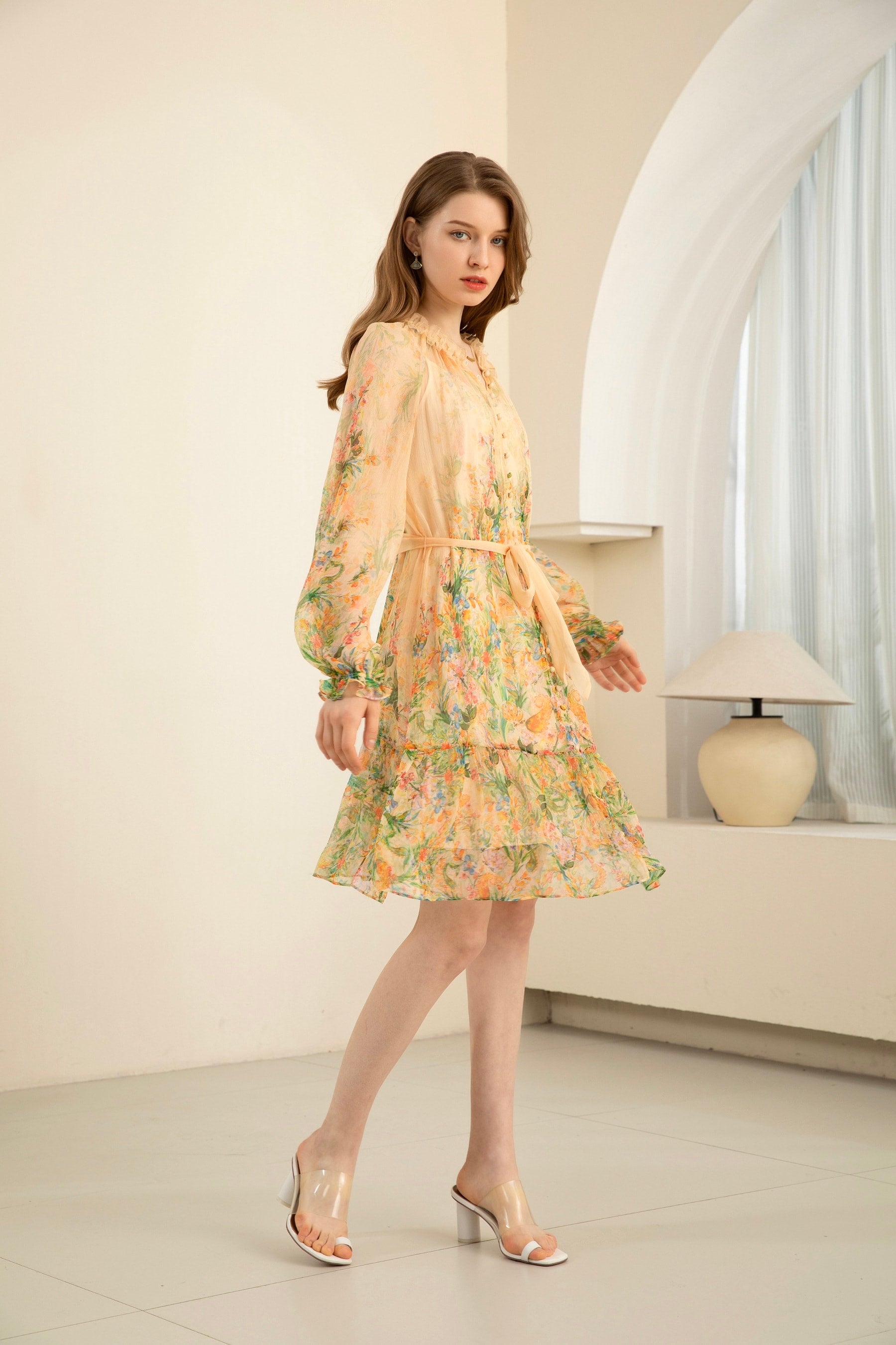 Viola silk dress - Short in Peach by GDS | Dijo Clothing