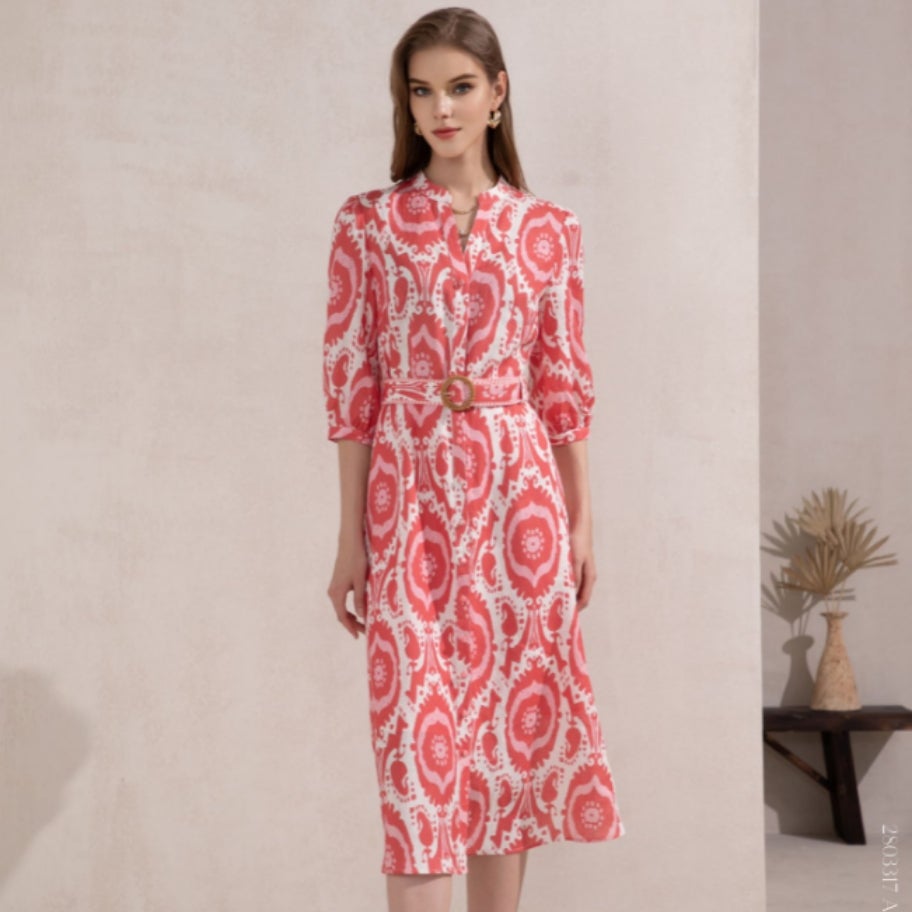 Abyss Dress Coral - Long Linen | Dijo Clothing